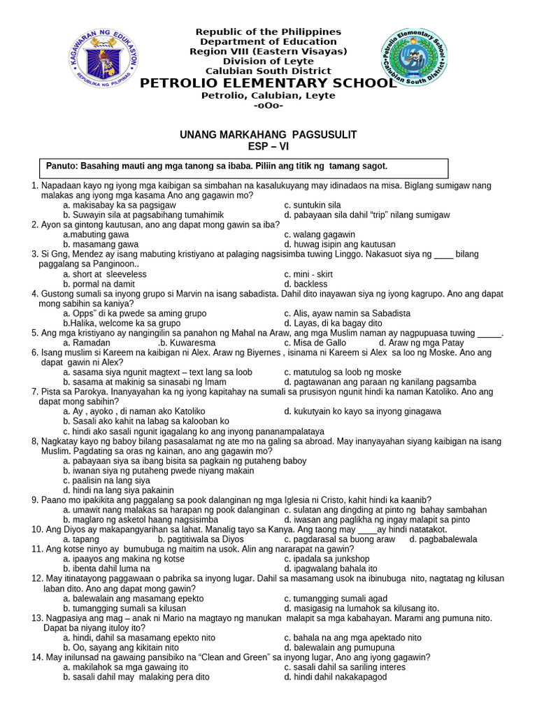 PT - Esp 6 - Q1 | PDF