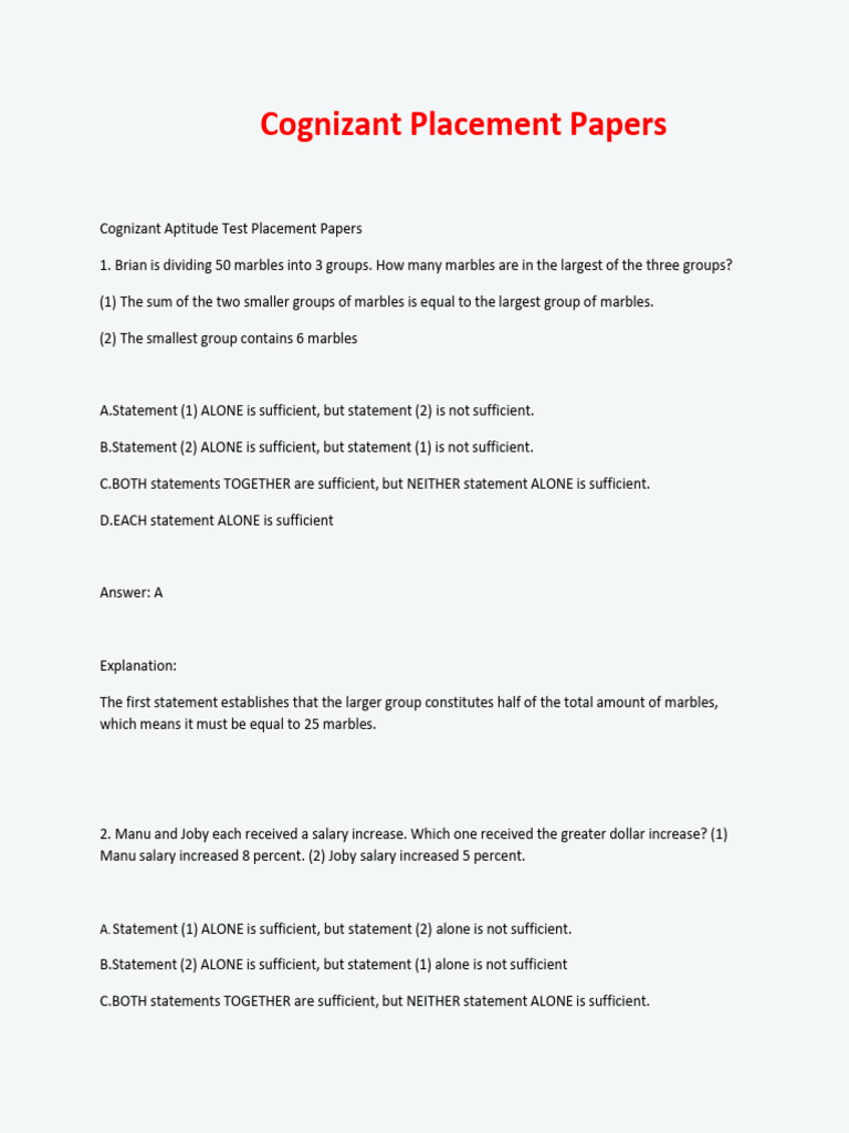 Cognizant Placement Paper | PDF