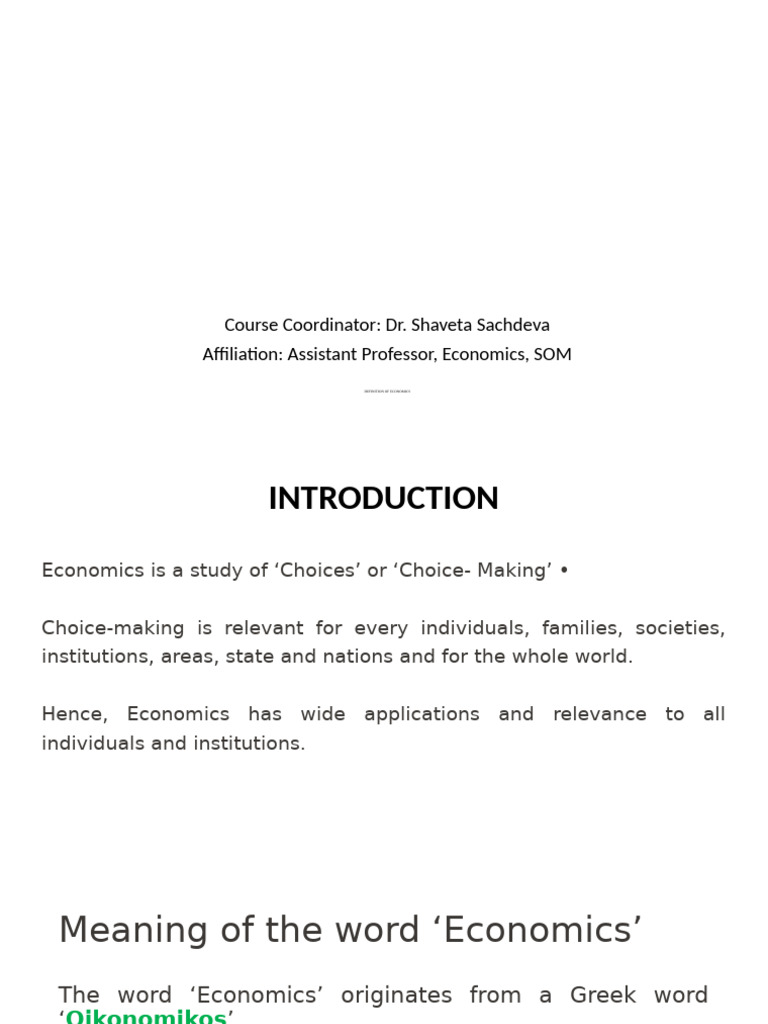 L1 - Definition of Economics-1 | PDF