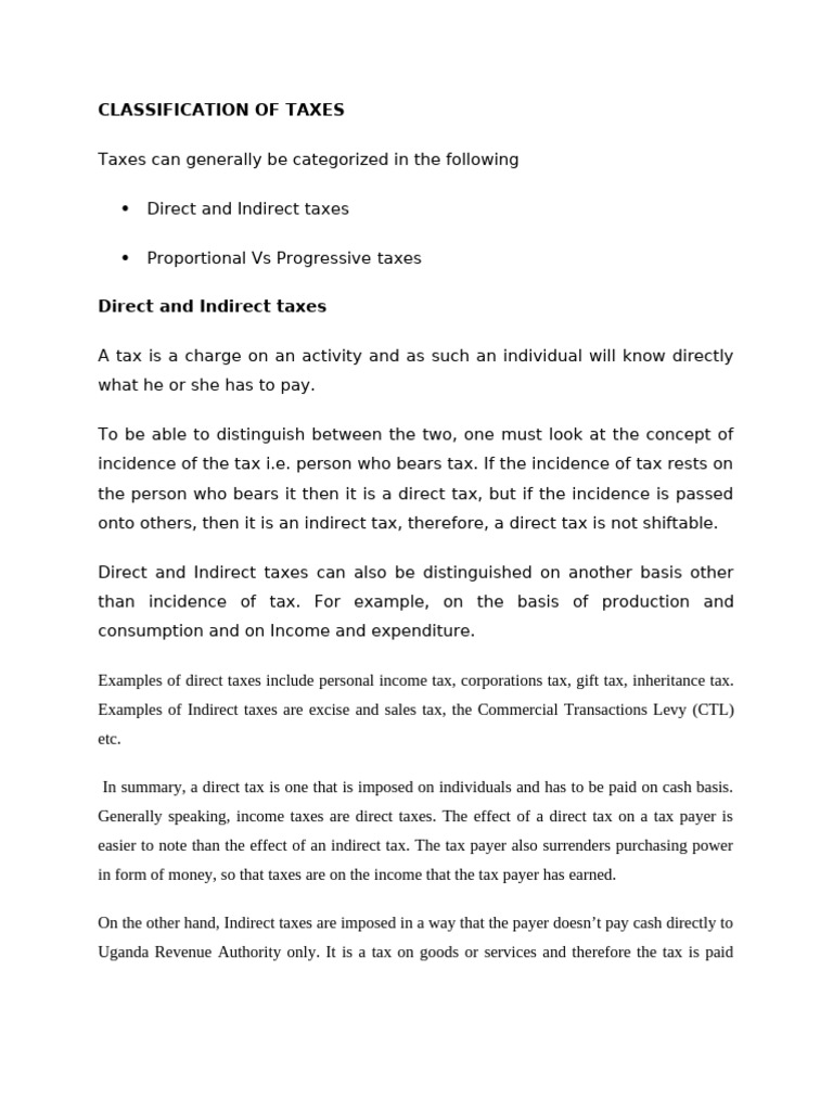 CLASSIFICATION OF TAXES (1) | PDF