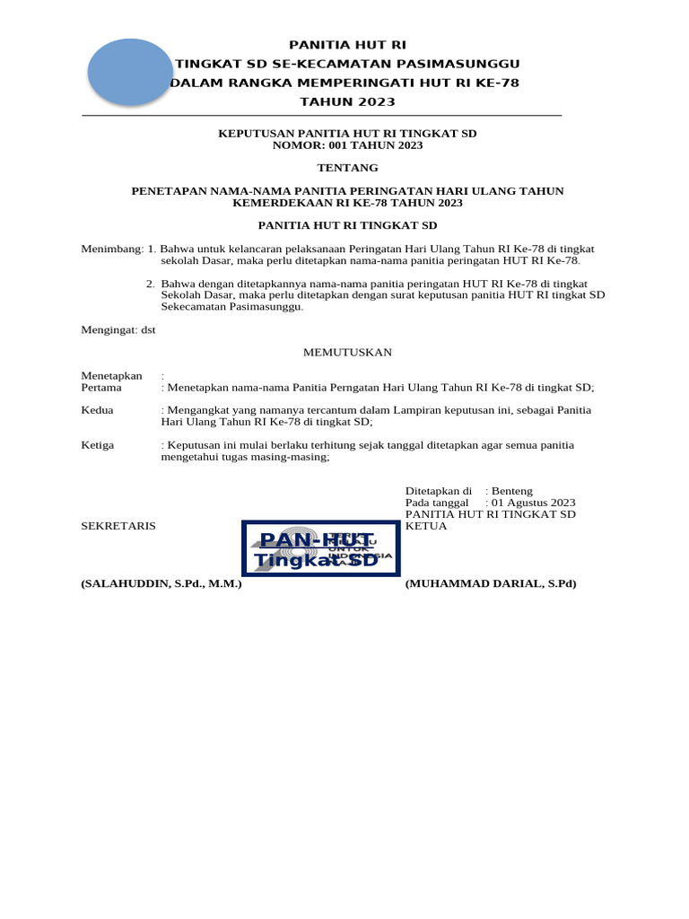 SK Panitia Hut 78 | PDF