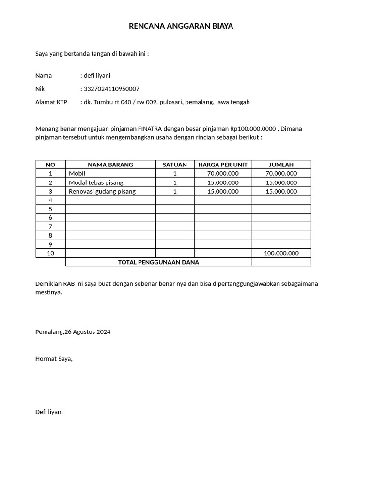 FORMAT RAB Done | PDF
