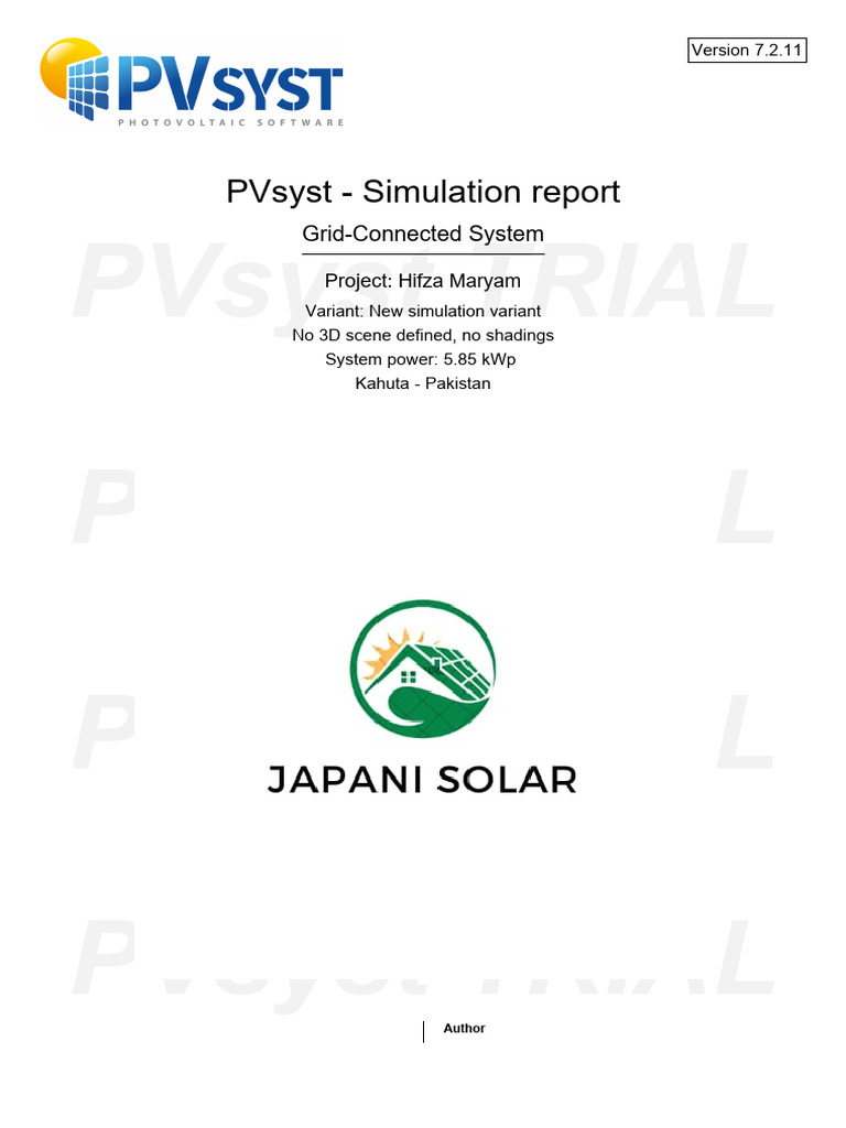 Hifza Maryam PV SYST report | PDF