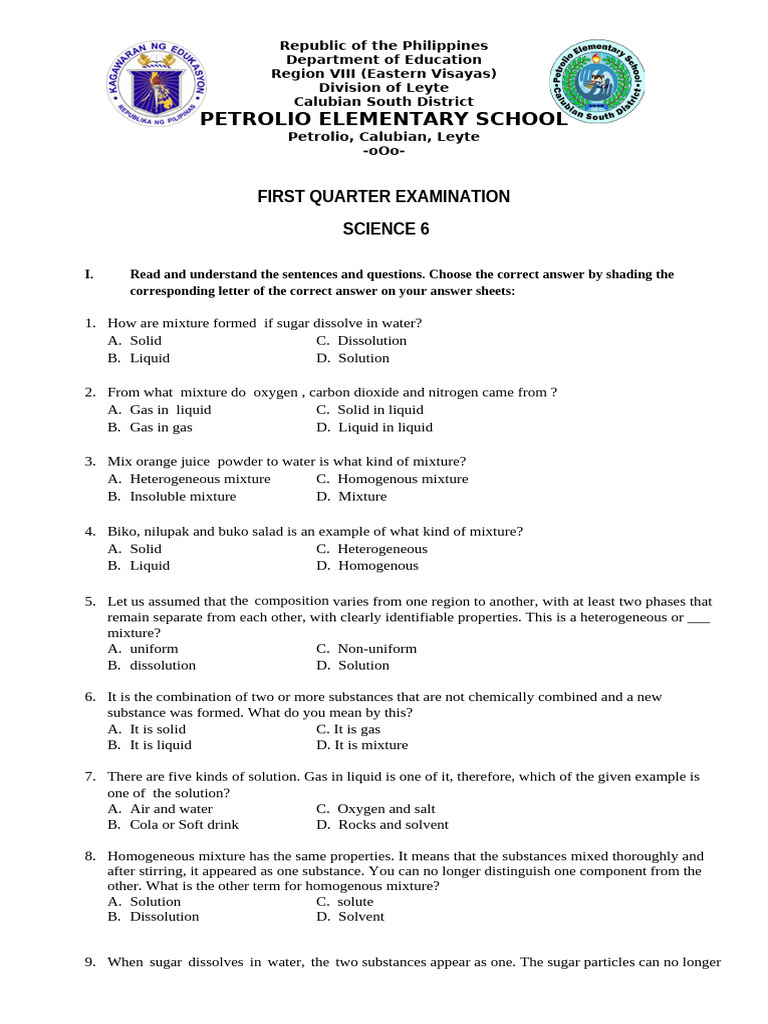 PT - Science 6 - Q1 | PDF