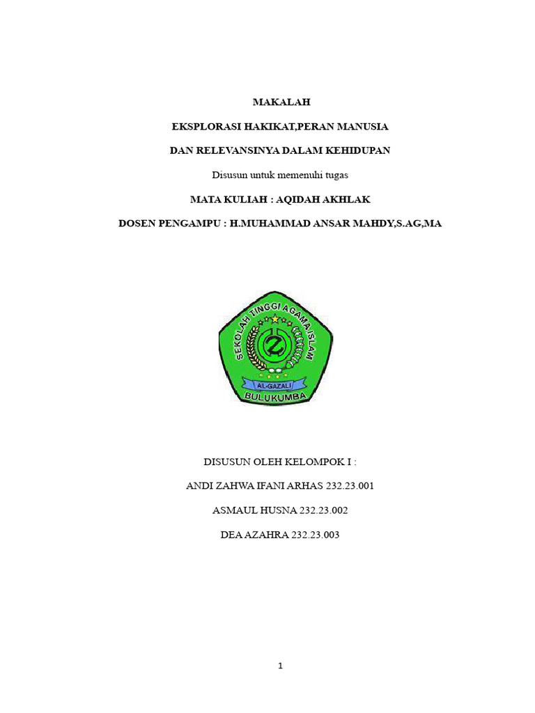 Makalah Aqidah Akhlak KLP1.. | PDF