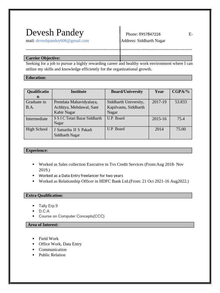 Devesh Pandey New Updated Resume2024 | PDF