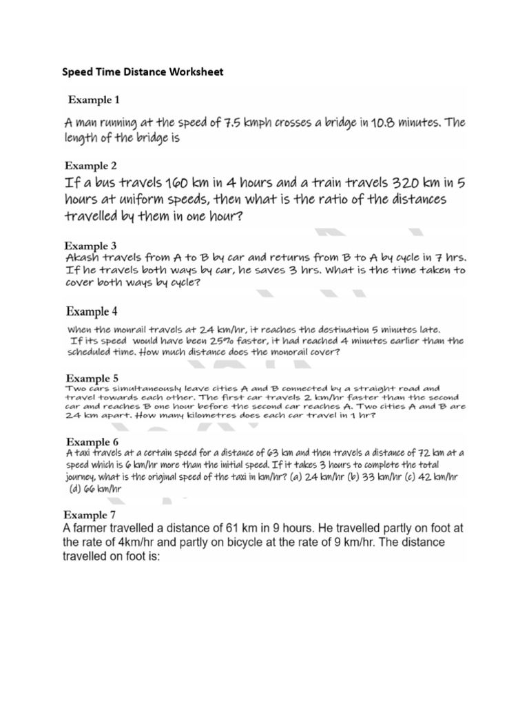 CW 9 Speed time distance | PDF