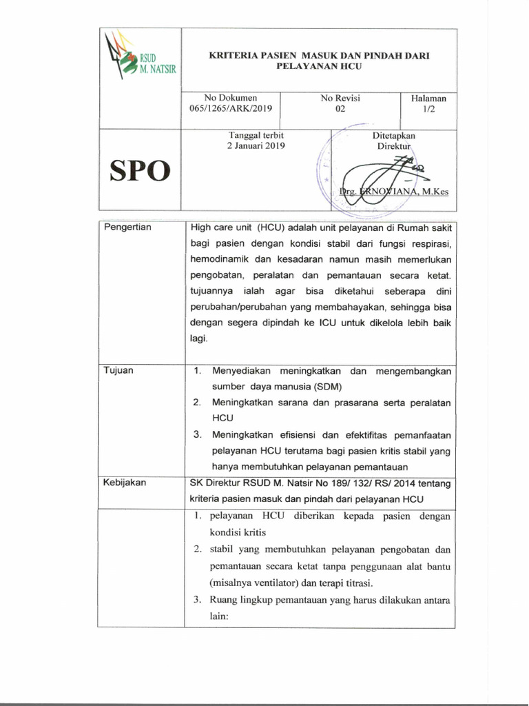 Kriteria Pasien Masuk Dan Pindah Dari Pelayanan Hcu | PDF