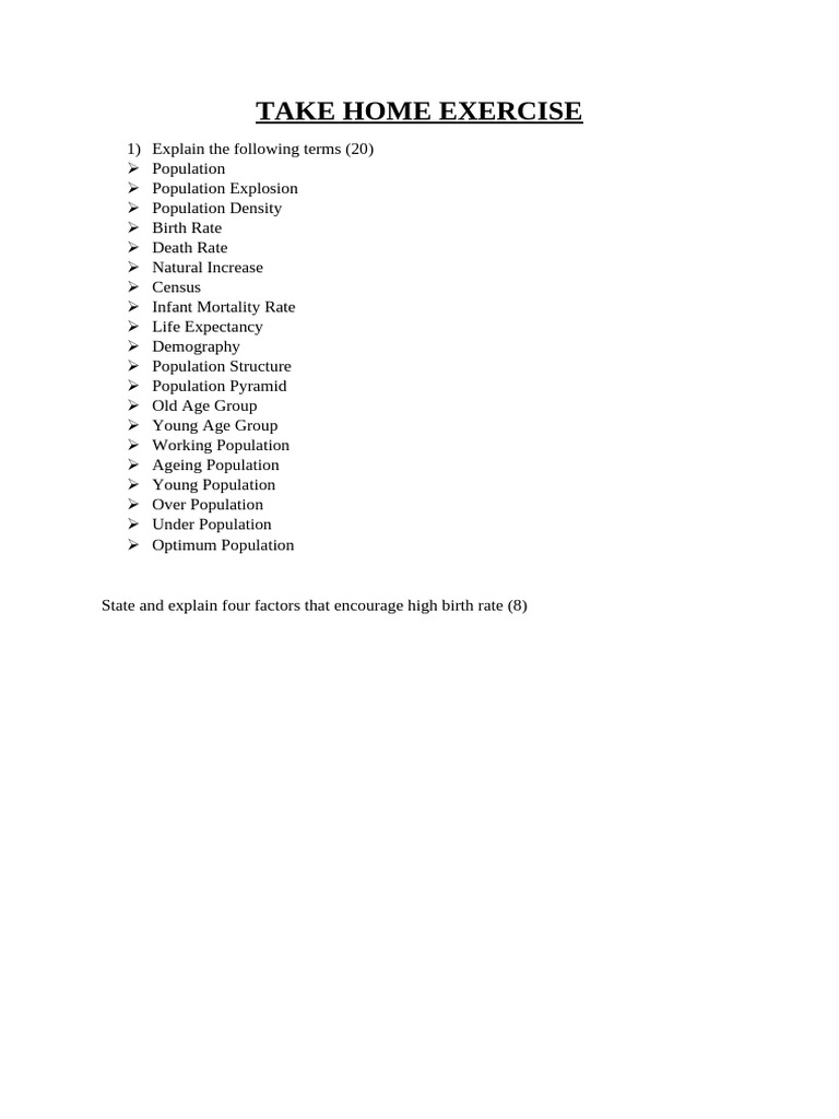 Take Home Exercise | PDF