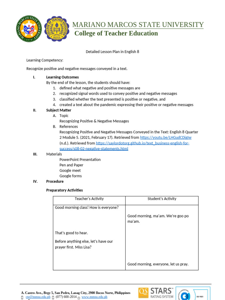 FINAL Detailed Lesson Plan For Demo Teaching | PDF