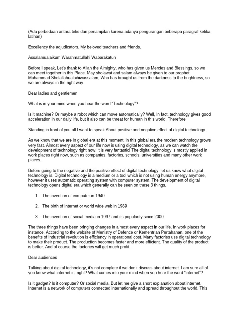 Possitive and Negative Effect of Digital Technology | PDF