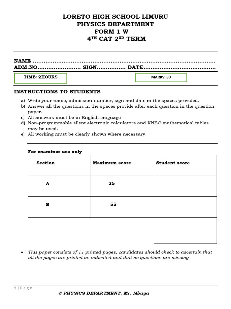 1 W Physics Contest | PDF