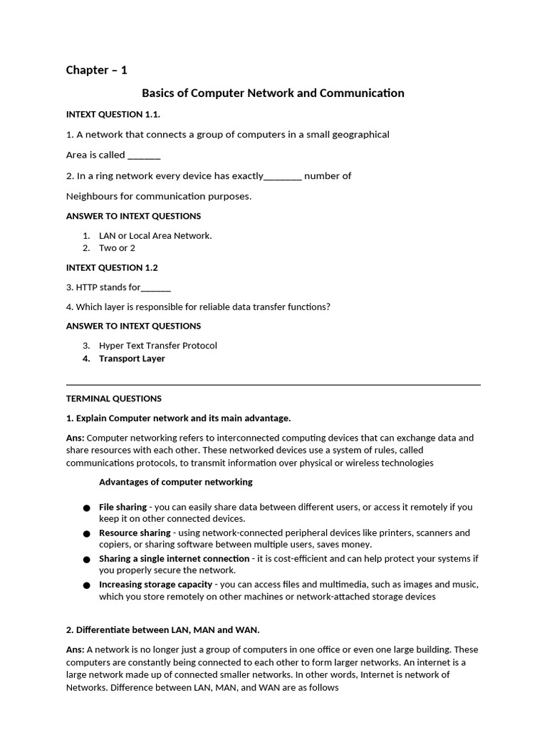 Chapter 1-Basics of Computer Network and Communication | PDF | Network Topology | Technology ...