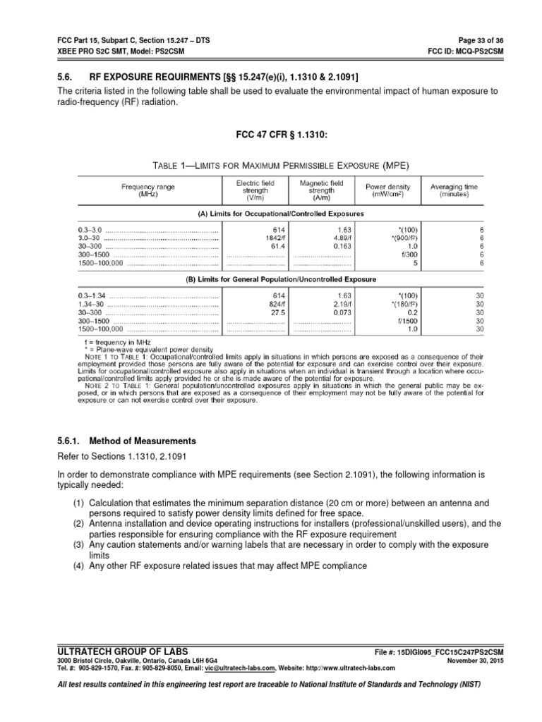 5.6. RF EXPOSURE REQUIRMENTS ( 15.247 (E) (I), 1.1310 & 2.1091) | PDF