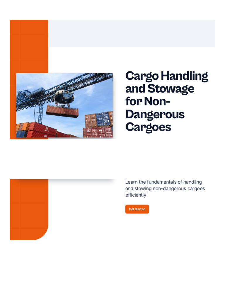Cargo Handling and Stowage For Non Dangerous Cargoes 1 | PDF