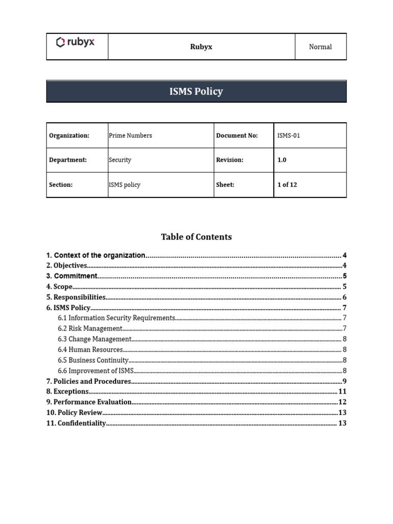 ISMS Information Security Policy | PDF