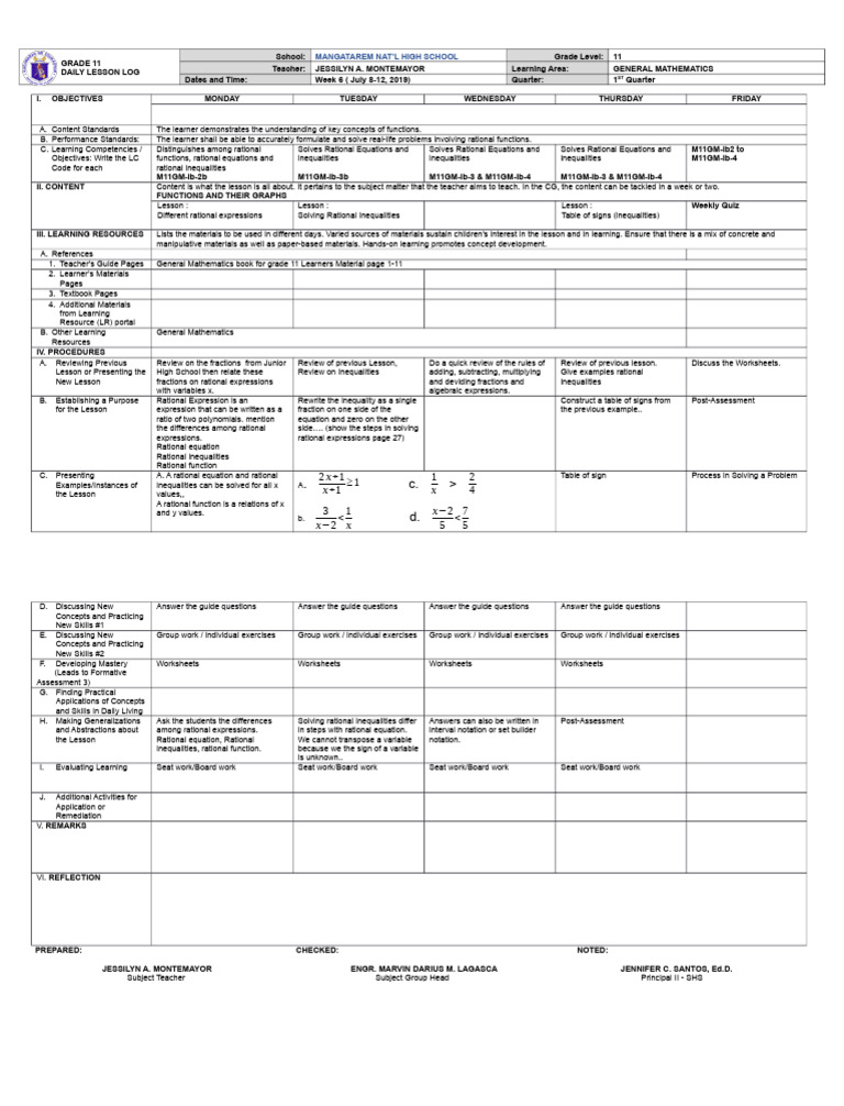 6th Week DLL Gen Math PDF Free | PDF