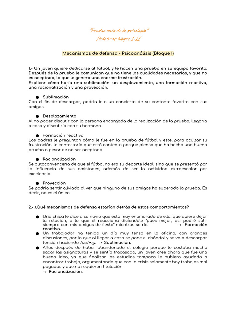 Prácticas Bloque I-II FUNDAMENTOS DE LA PSICOLOGÍA | PDF