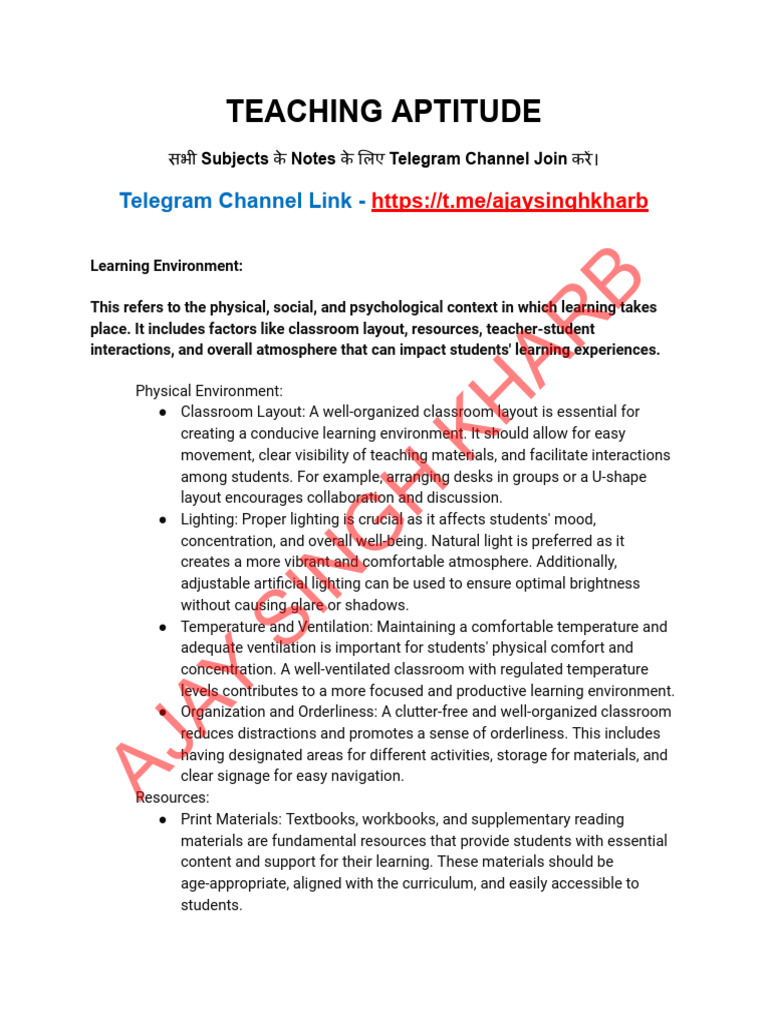 Teaching Aptitude (Notes) | PDF