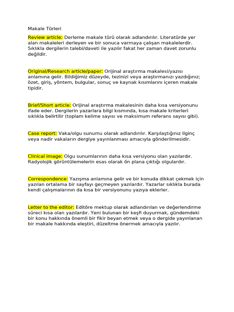 Makale Türleri | PDF