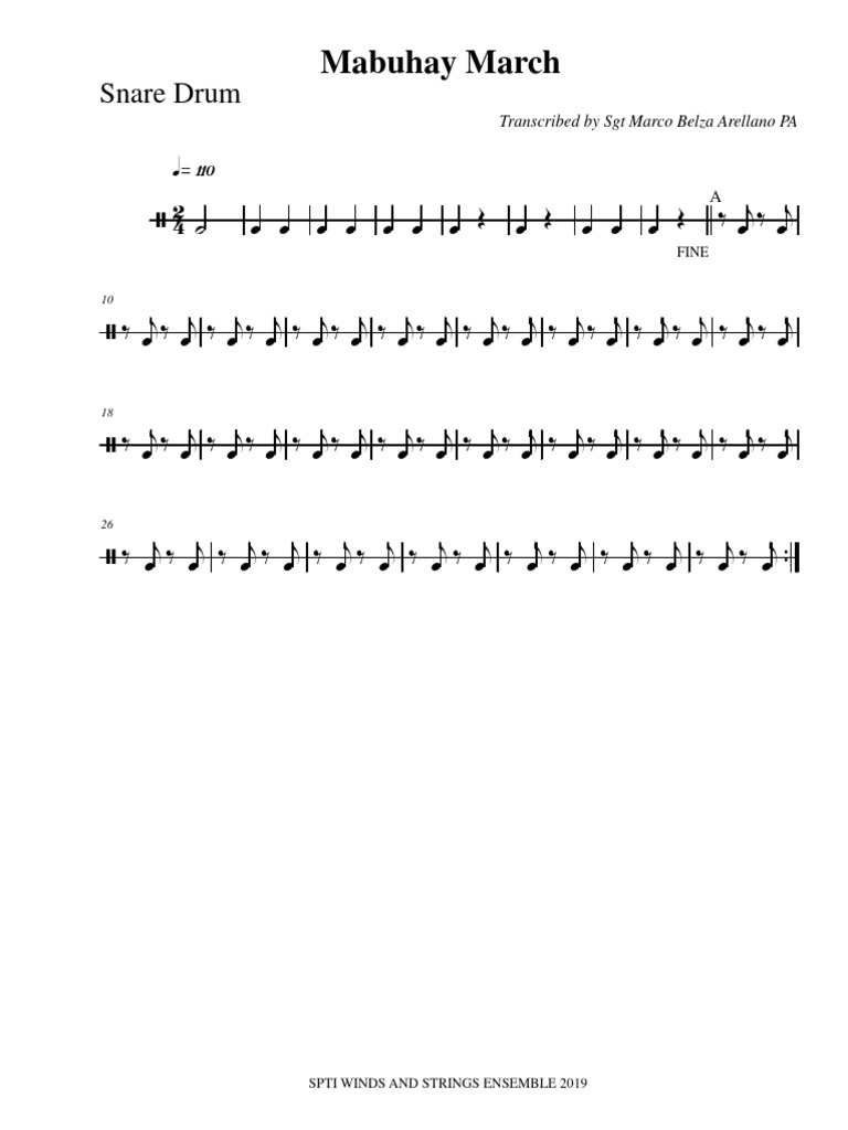 Mabuhay March 013 Snare Drum | PDF