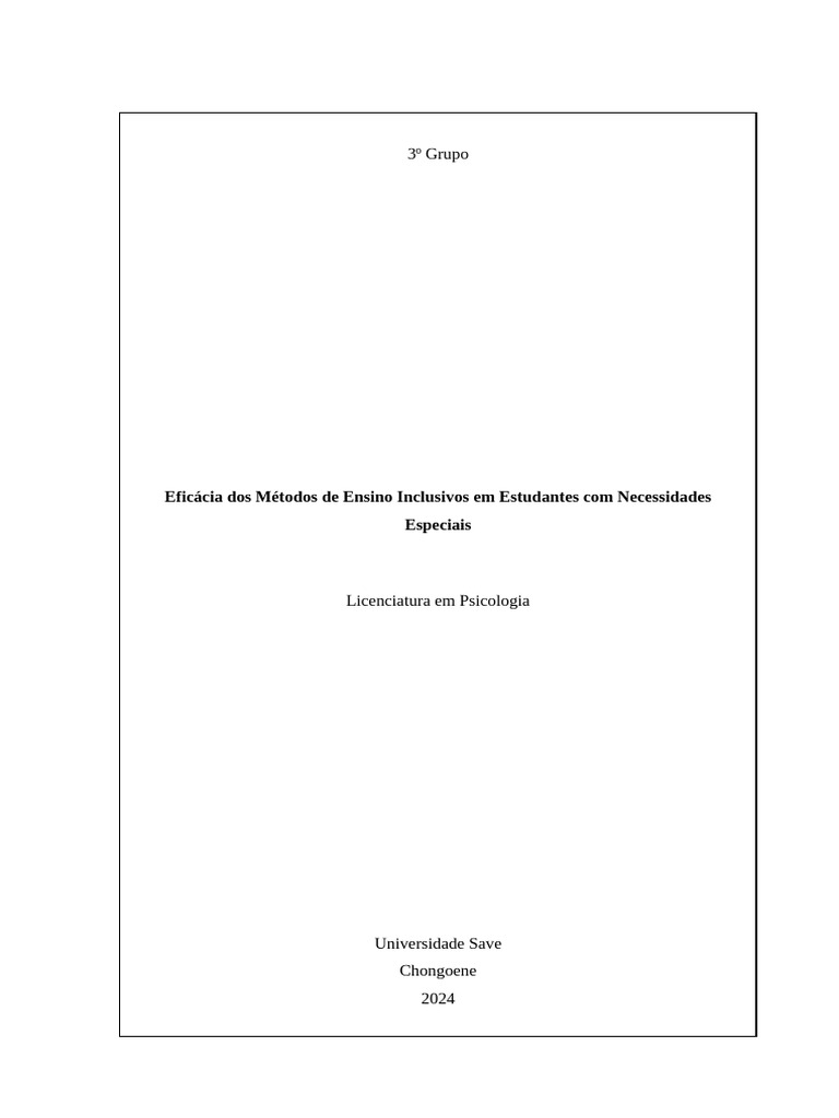 Trabalho Em Grupo IIC, Tema 3 - Psicologia 1 Ano | PDF