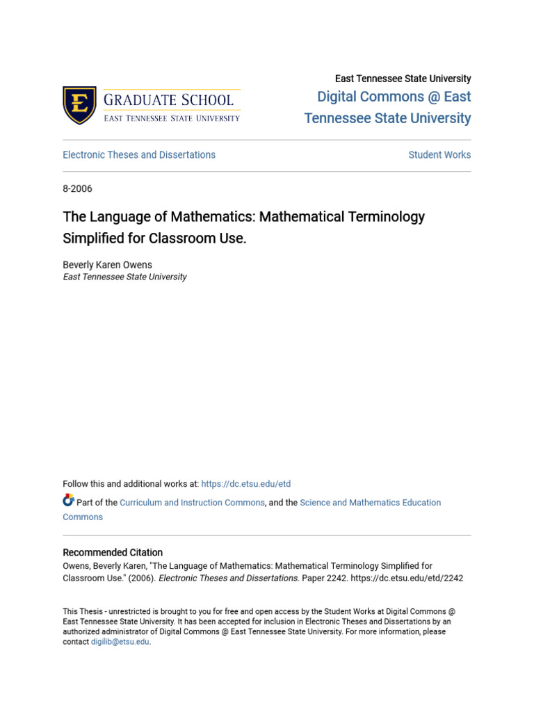 The Language of Mathematics - Mathematical Terminology Simplified | PDF