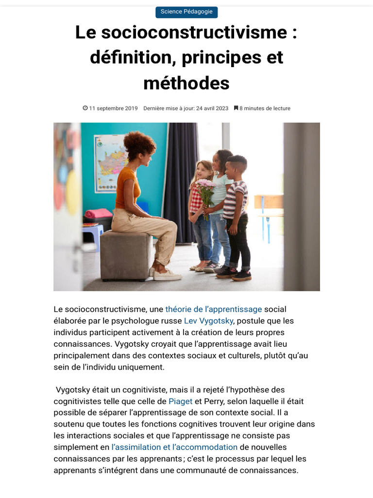 Le Socioconstructivisme Définition, Principes Et | PDF