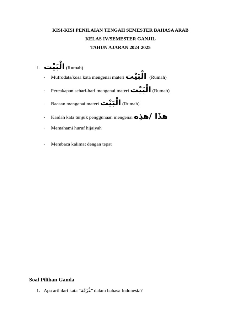 Materi Pts B.arab Share - 4ganjil | PDF