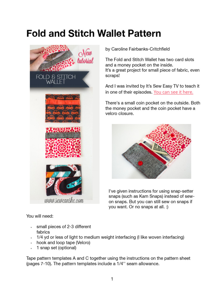 Fold and Stitch Wallet | PDF