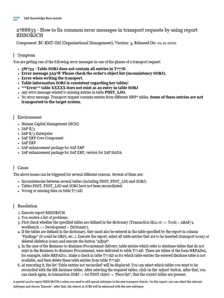 How To Fix Common Error Messages in Transport Requests by Using Report ...