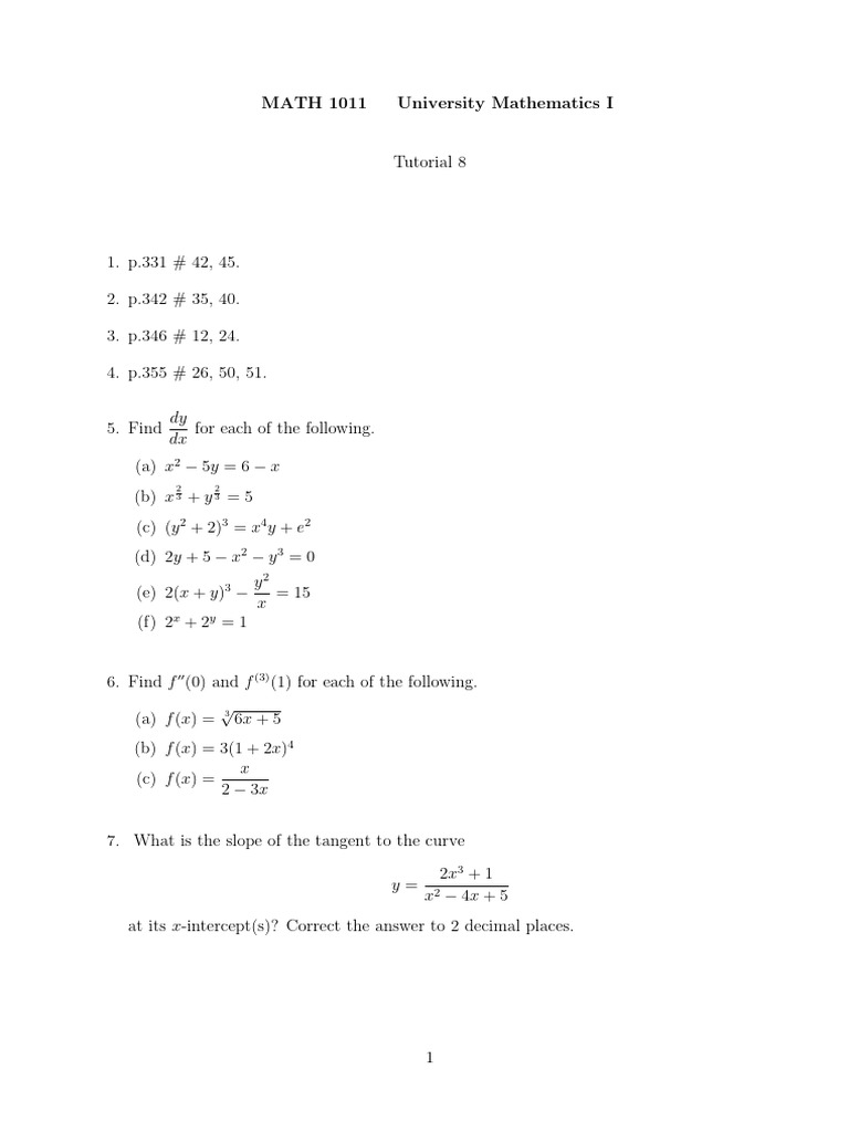 Math1011 T8 | PDF