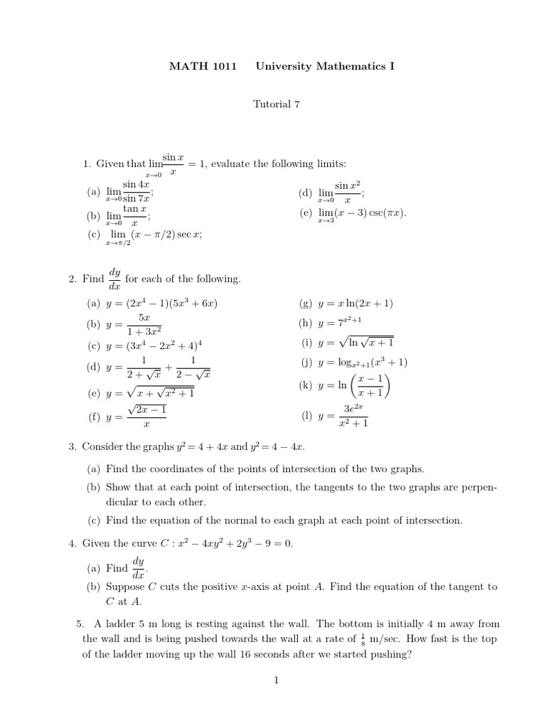 Math1011 T7 | PDF