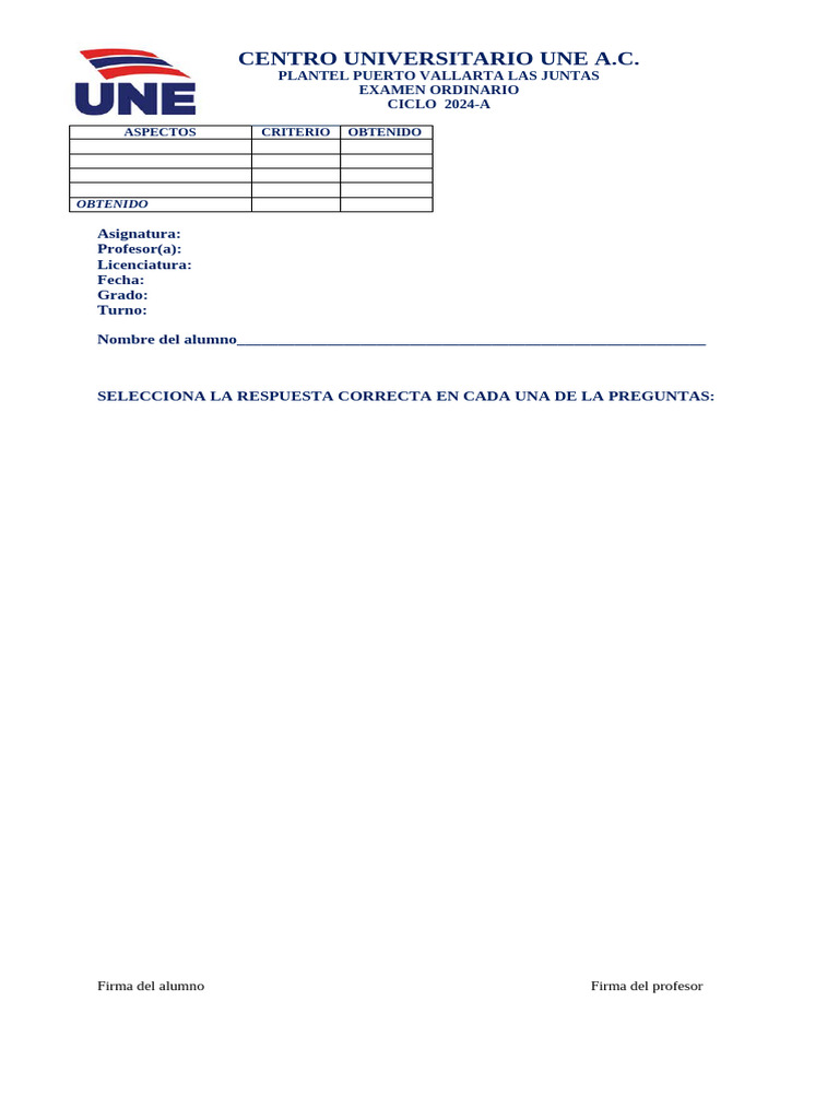 Formato de Examen | PDF