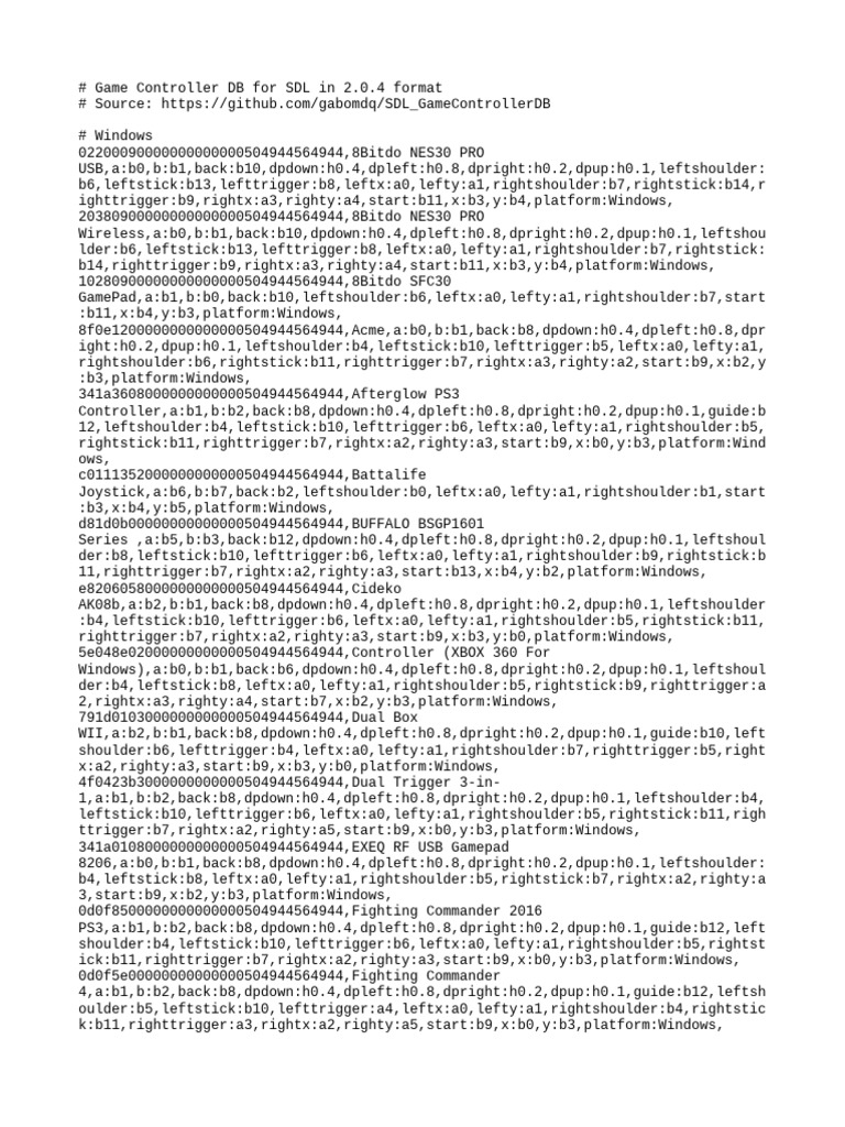 Gamecontrollerdb 204 | PDF