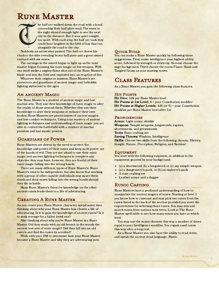 The Rune Master - The Homebrewery | PDF