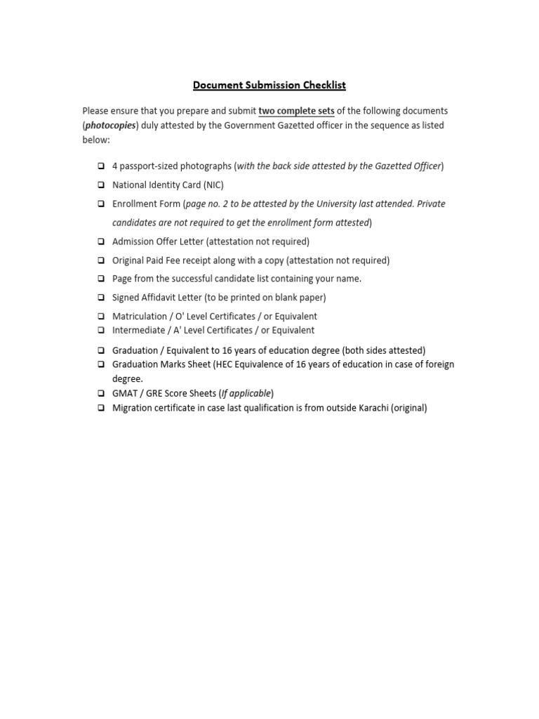 Document Checklist | PDF