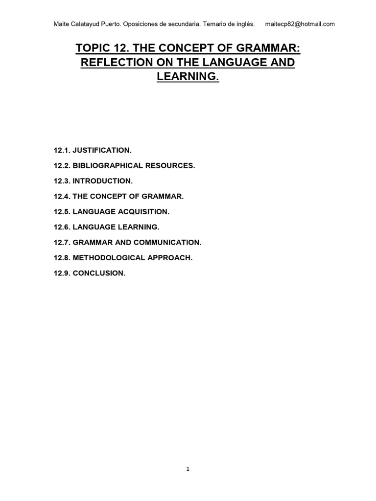 Topic 12 - The Concept of Grammar | PDF