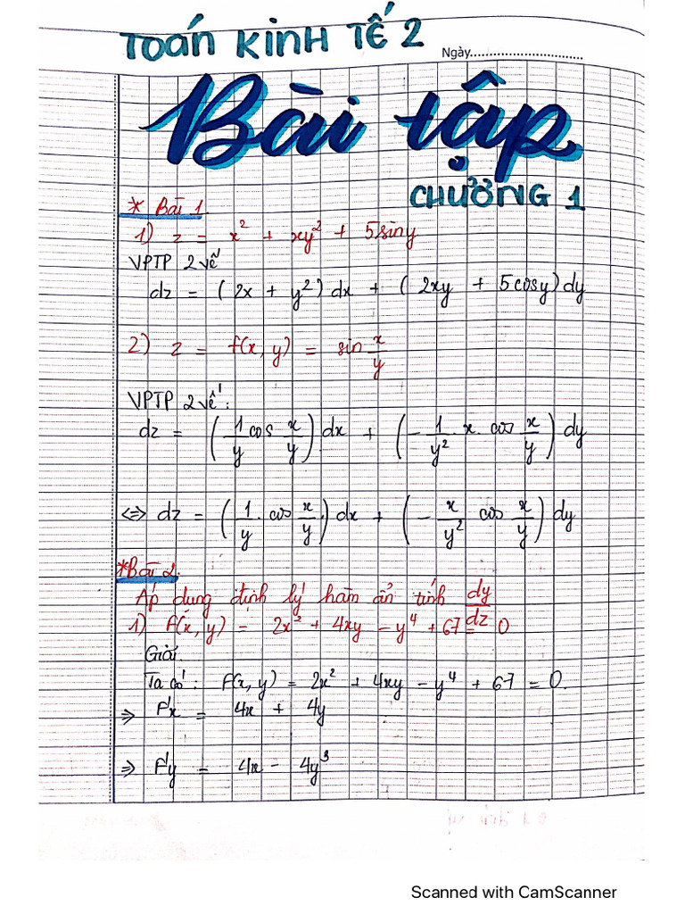 Bài giải tham khảo Bài tập Chương 1 - Toán KT2 | PDF