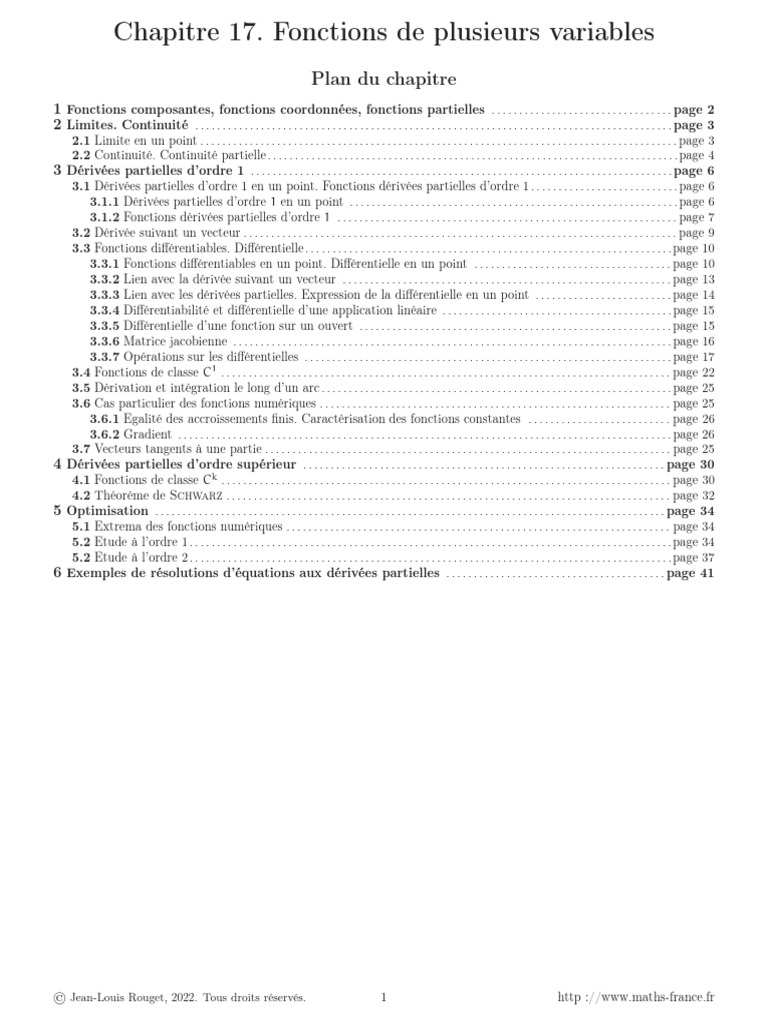 17 Fonctions Plusieurs Variables Chapitre | PDF