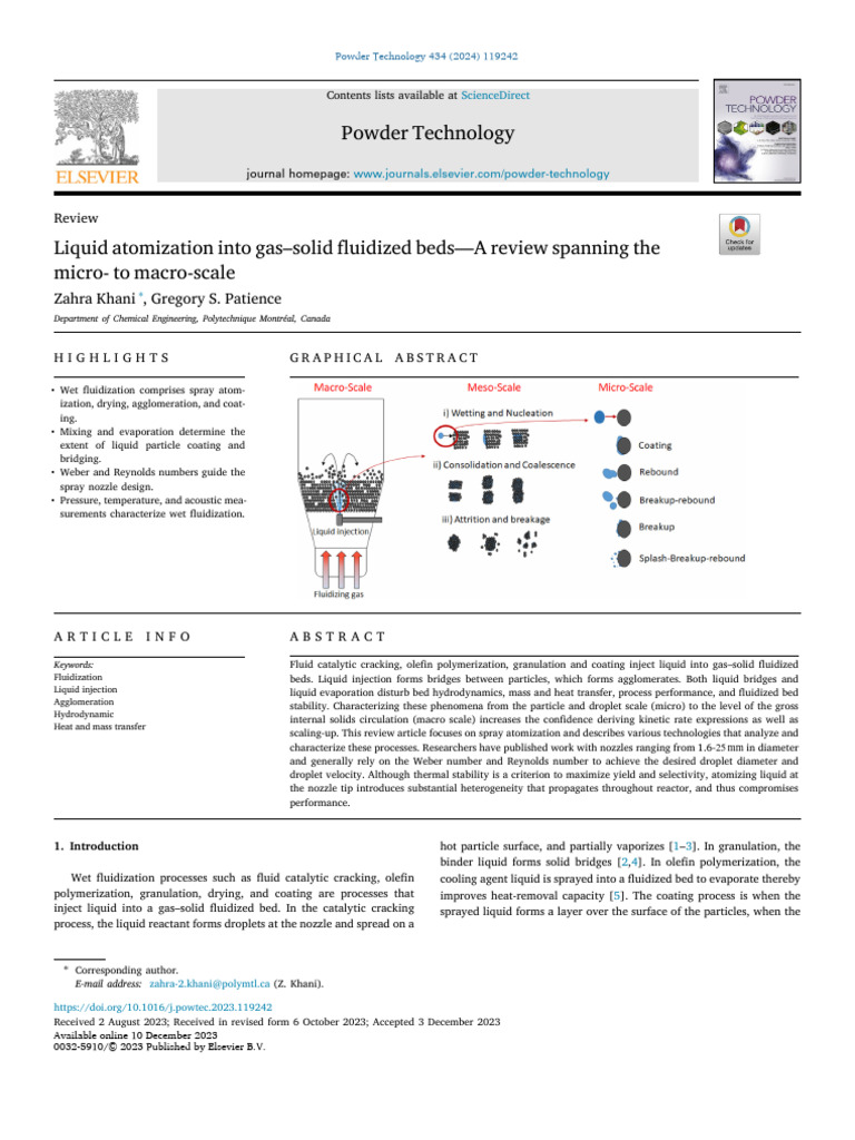 Liquid Atomization Into Gas-Solid Fluidized Beds-A Review Spanning The ...