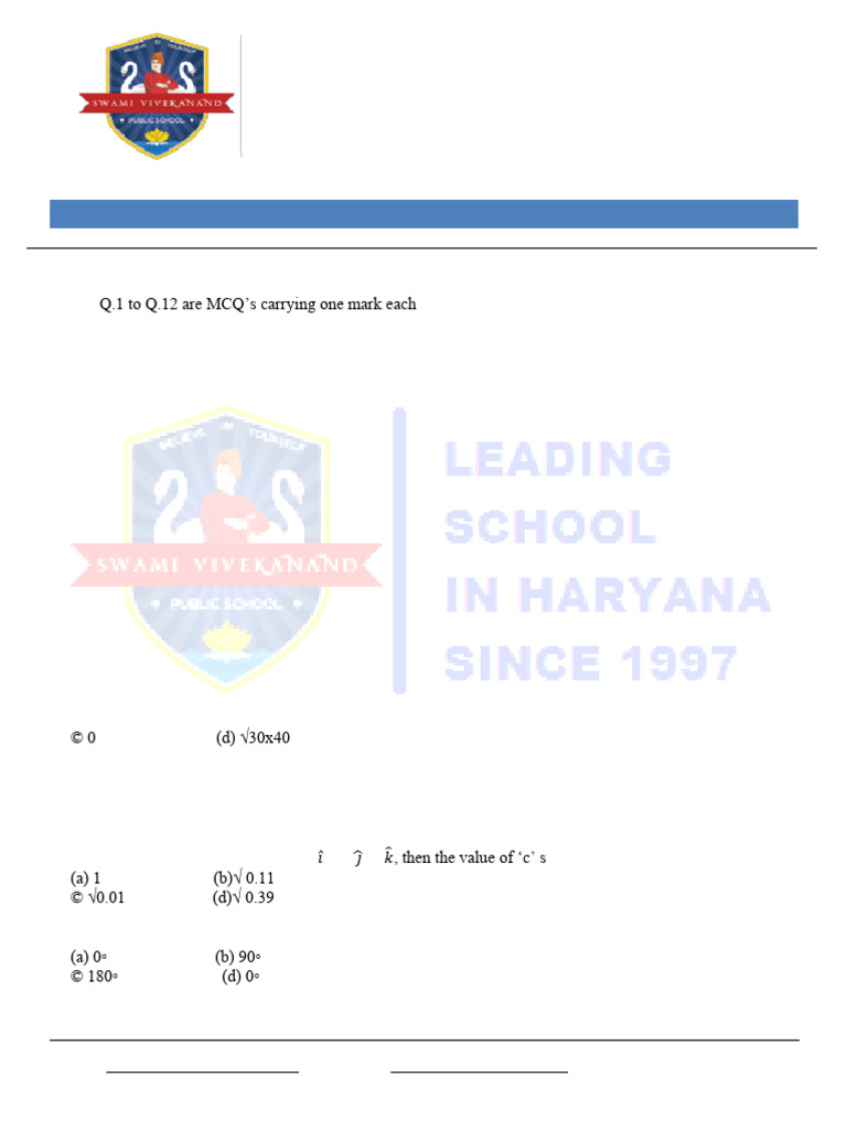 11th physics- term 1 SAMPLE PAPER | PDF