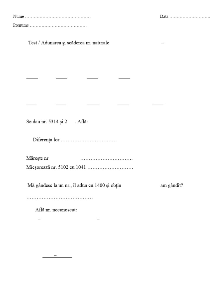 Test Adunari Scaderi Corectat | PDF