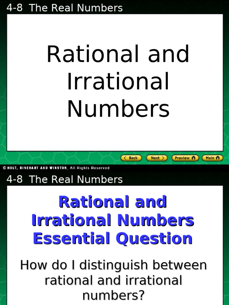 Introduction To Rational and Irrational Numbers | PDF