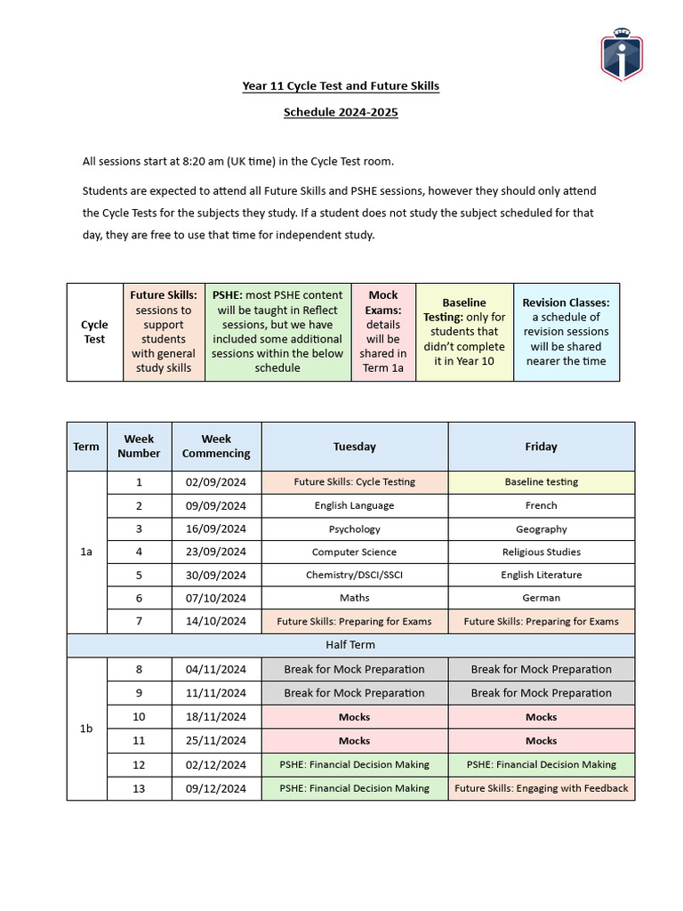 Year 11 Cycle Test and Future Skills 4 | PDF