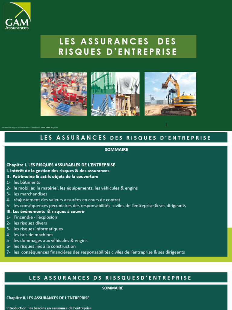 Les Assurances Risques D Entreprise Hma 07 2021 | PDF