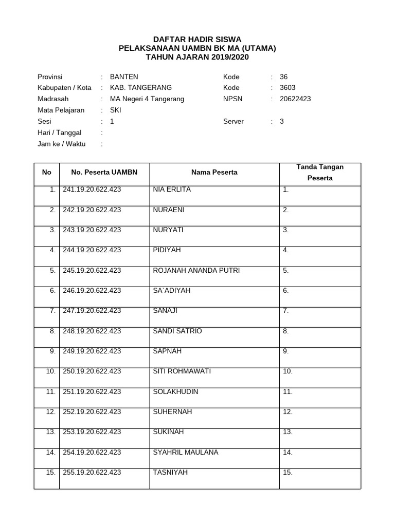 ABSEN-RABU-1-3 | PDF