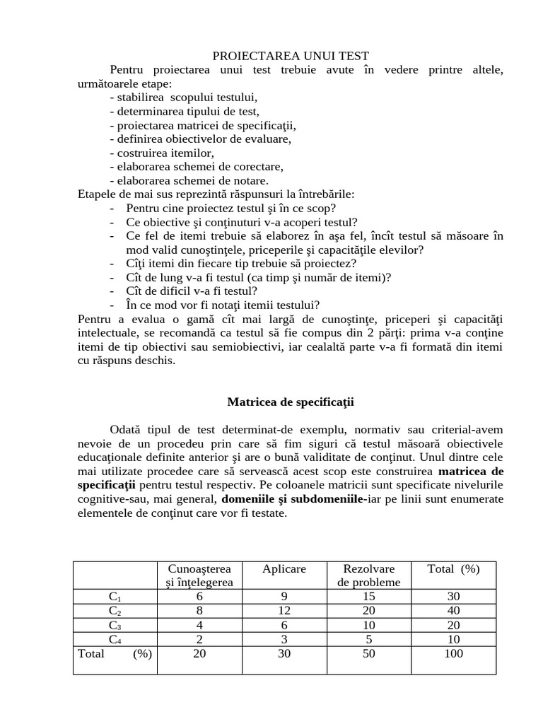 Proiectarea Unui Test | PDF