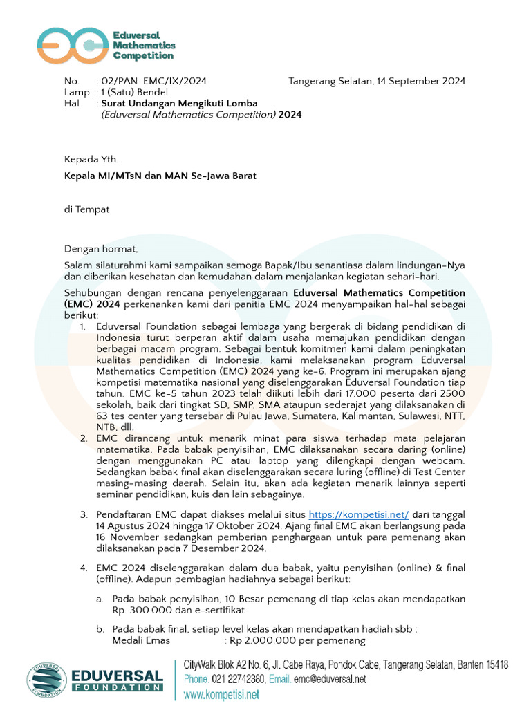 2-9EMC-Surat Undangan Lomba EMC 2024.docx | PDF