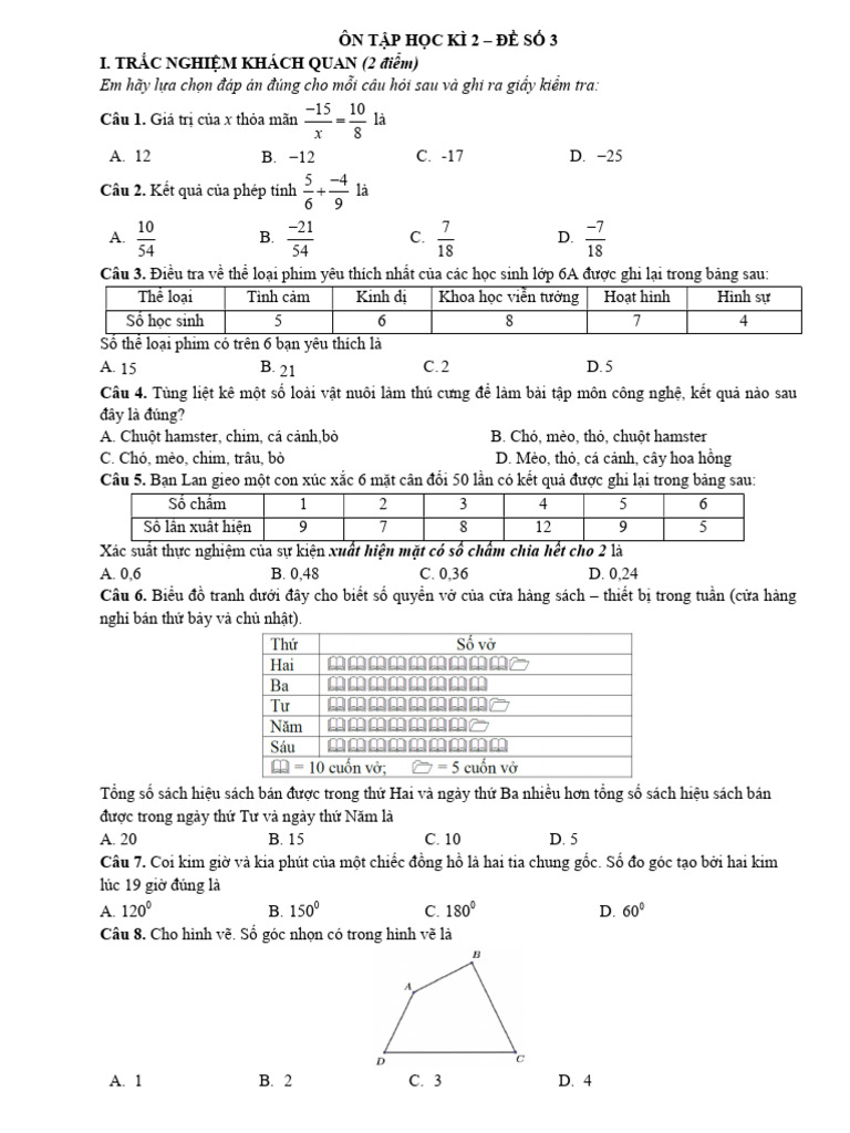6A2 - LUYỆN ĐỀ CK2 TOÁN (Đề 3) | PDF
